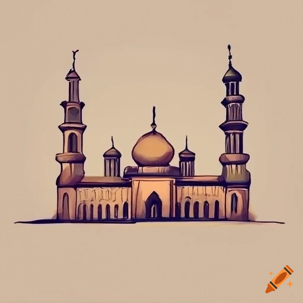 Sketch of a mosque on Craiyon
