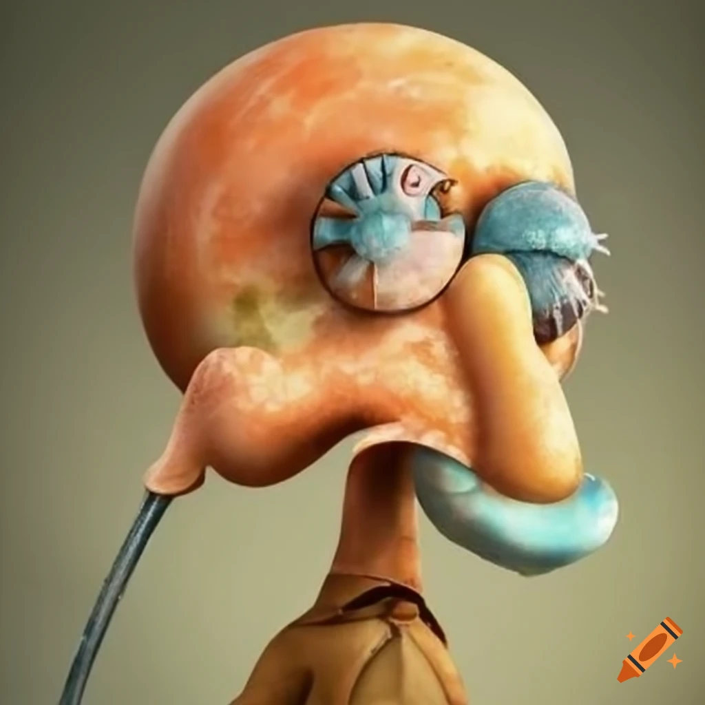 Creepy realistic squidward artwork on Craiyon