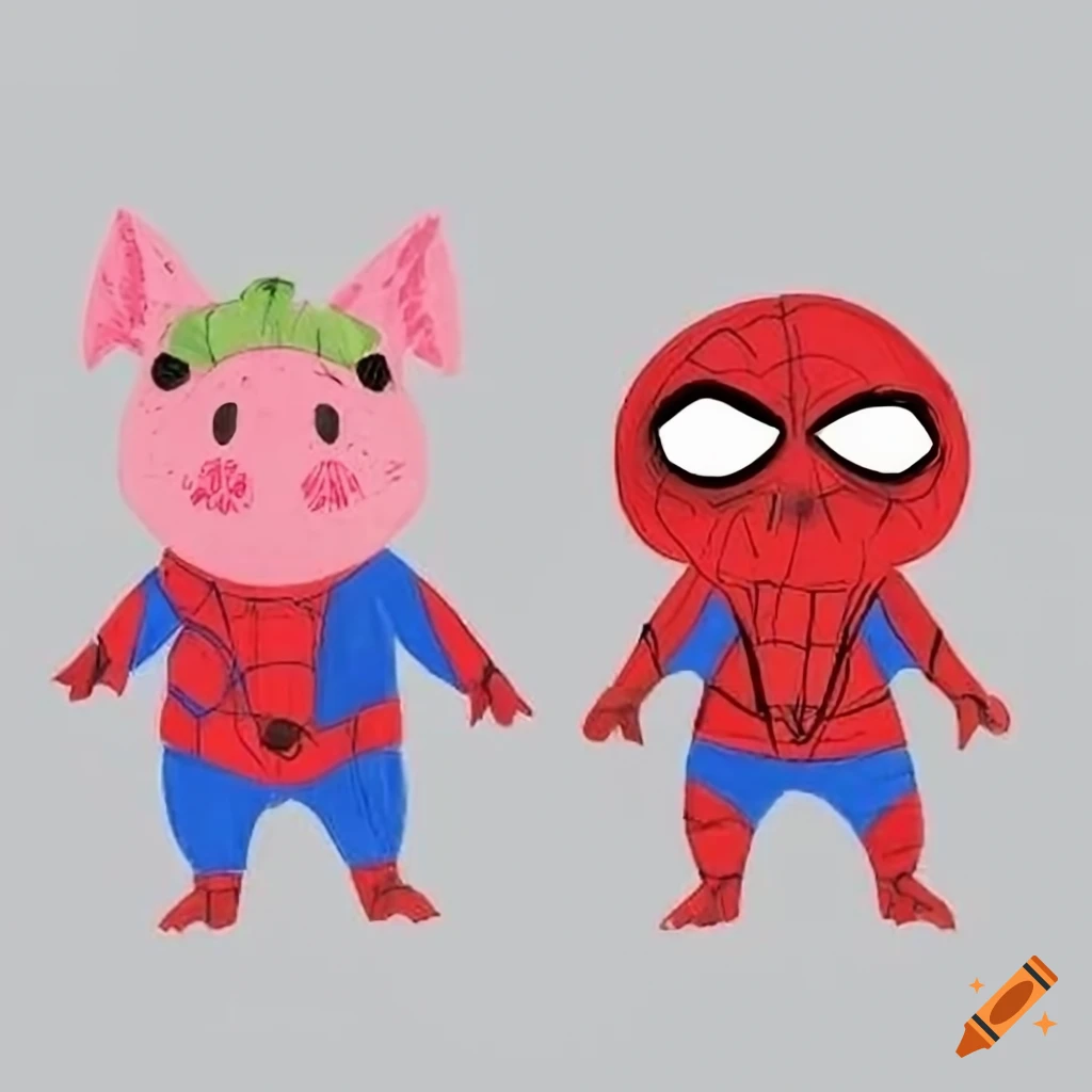 Illustration of the Three Little Pigs in superhero costumes on Craiyon