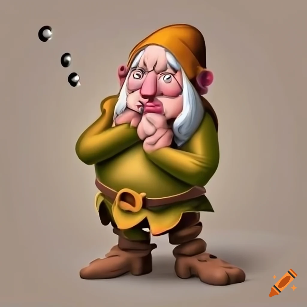 Cartoon image of a sad dwarf on Craiyon