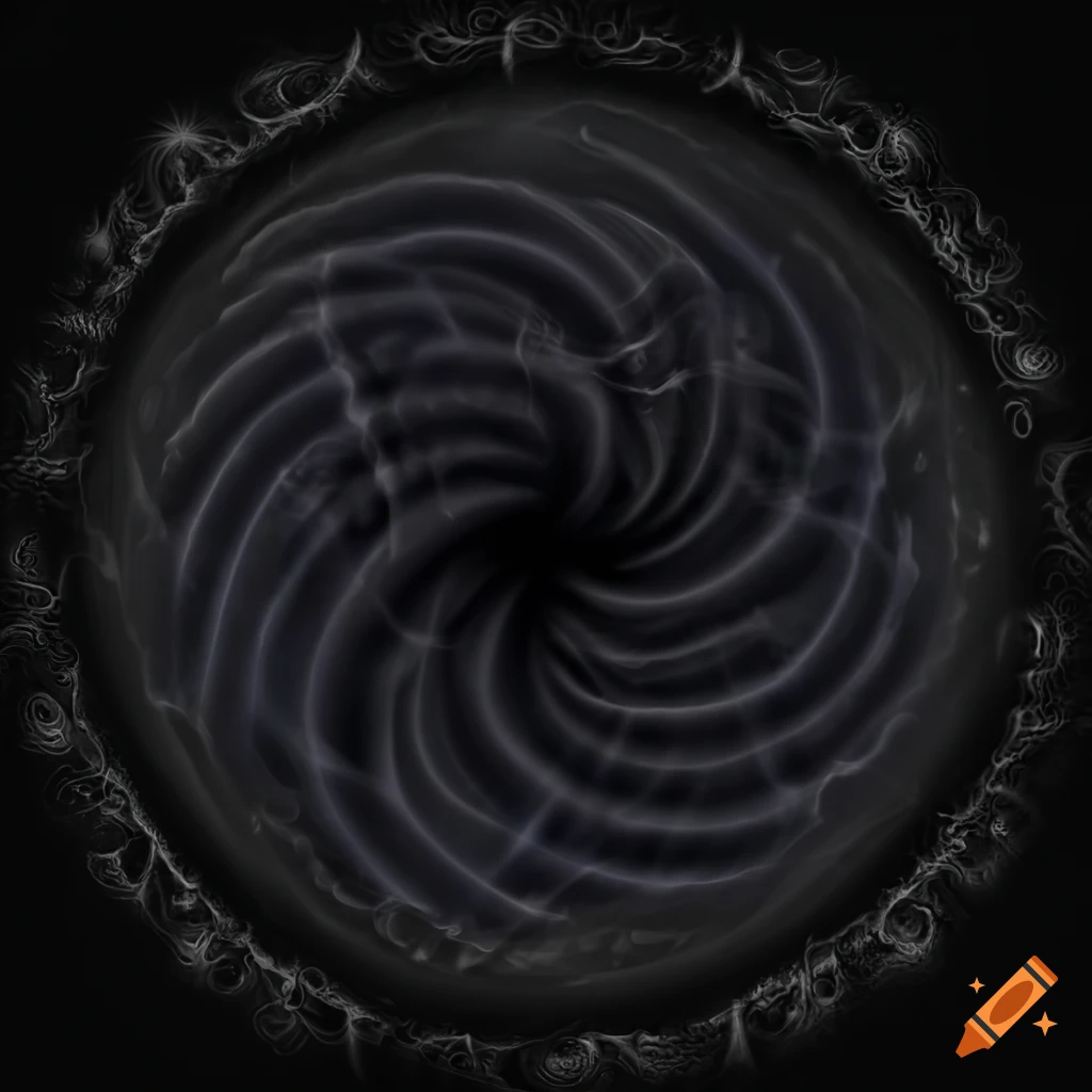 Transparent image of an occult ritual circle with a black spiral on Craiyon