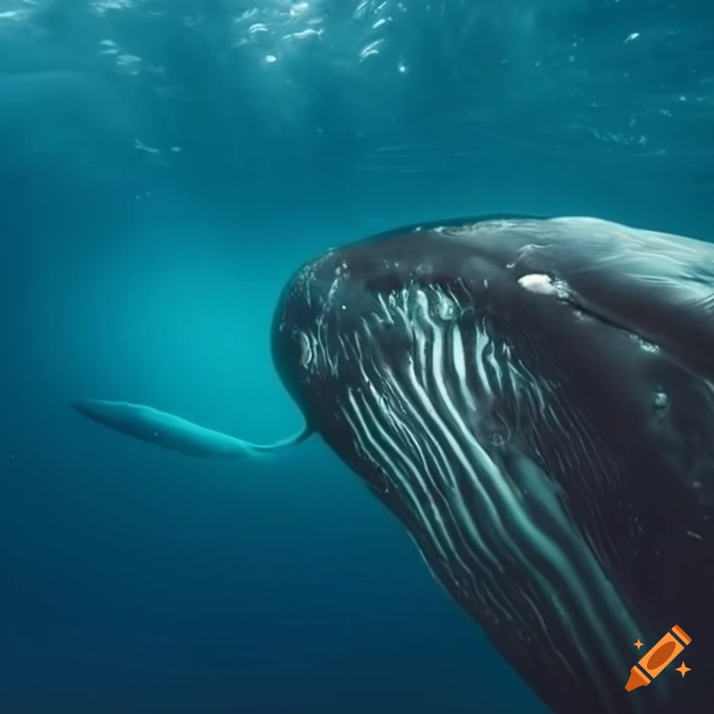 Close up of a whale's eye underwater on Craiyon