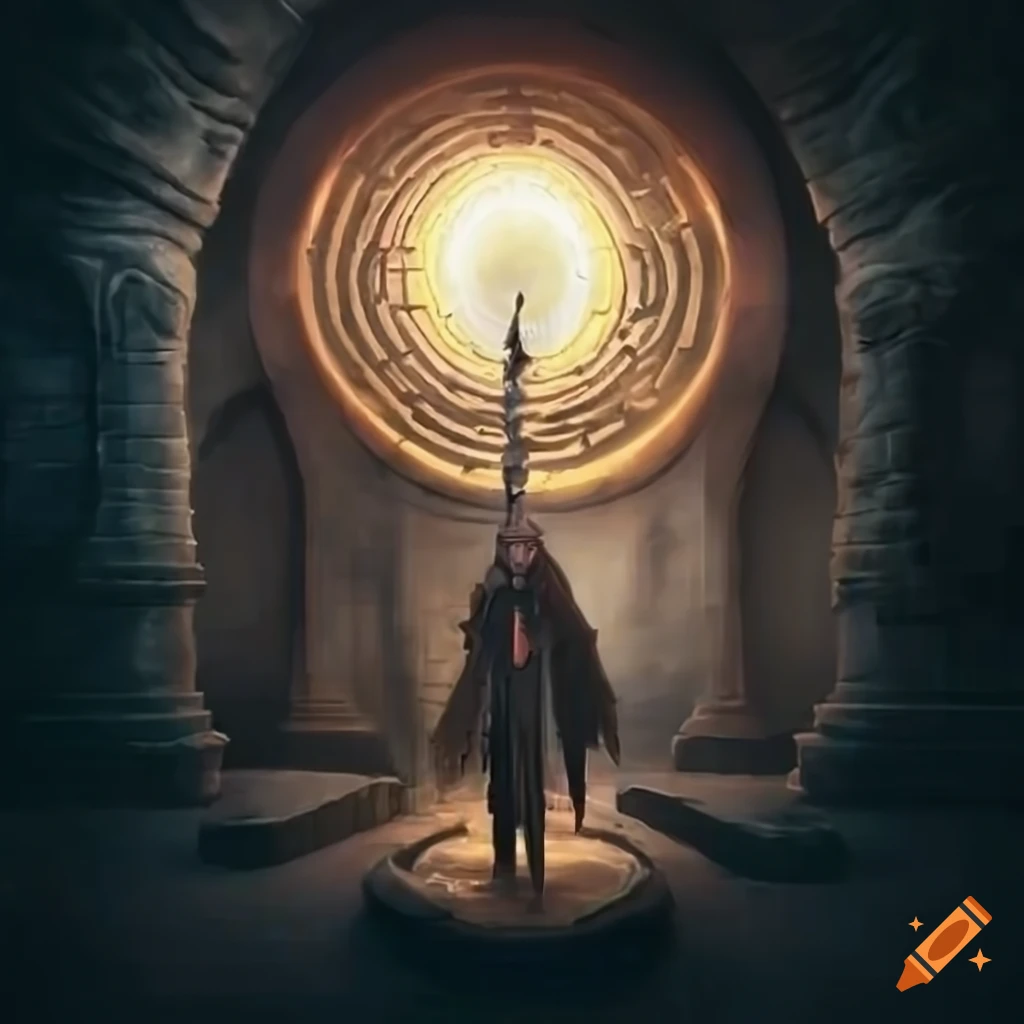 Image of a wizard casting a magic shield on a labyrinth on Craiyon