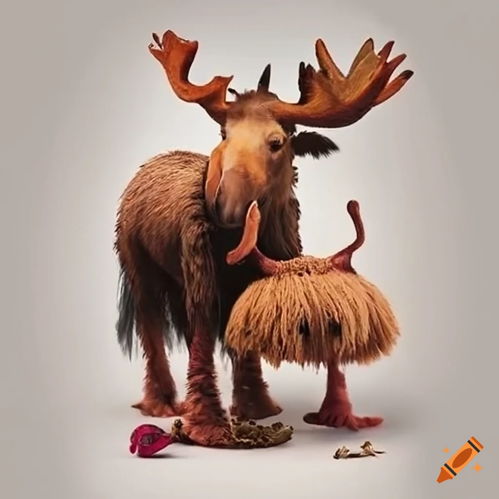 Funny image of a moose with a mop on Craiyon