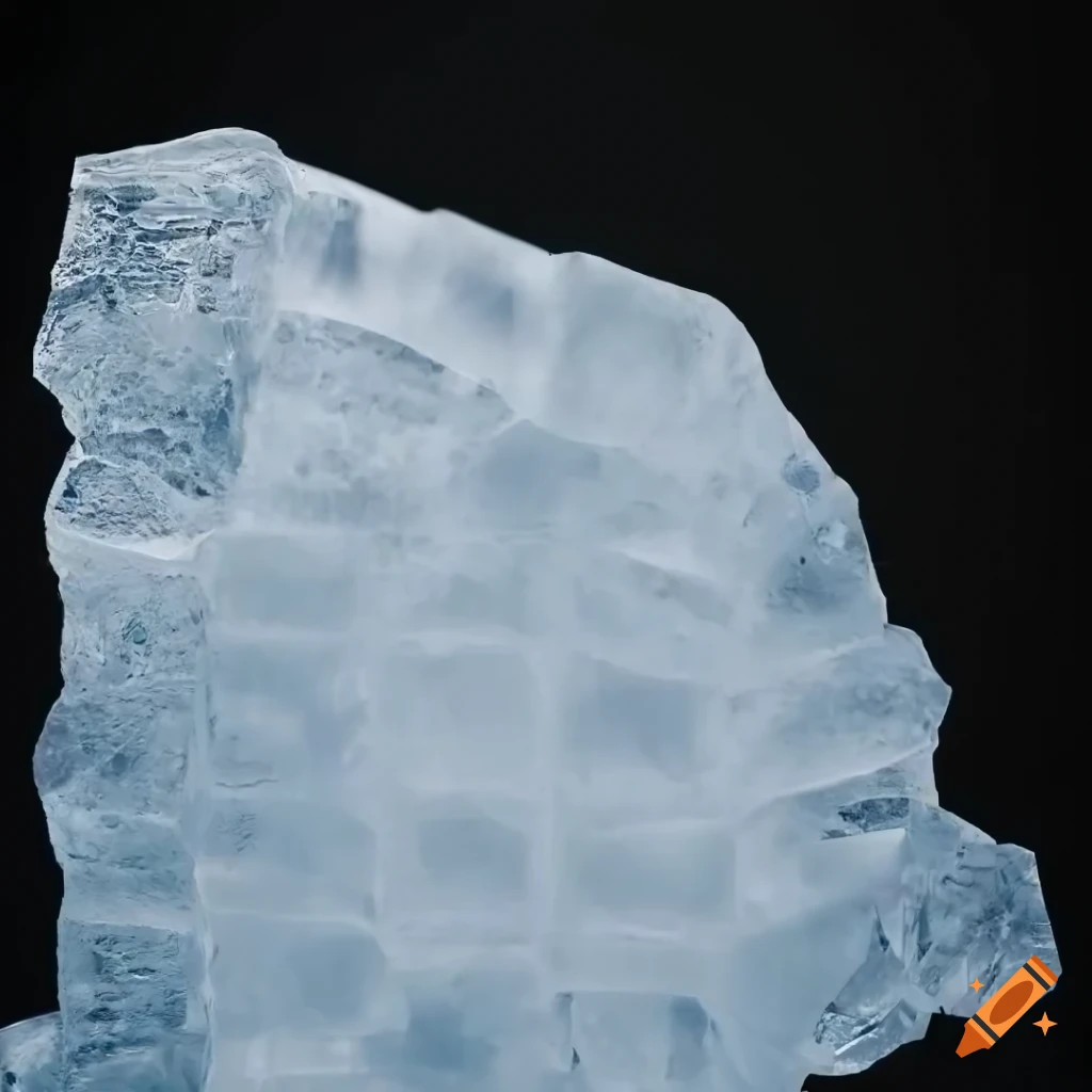 Ice block wall in a dark background on Craiyon