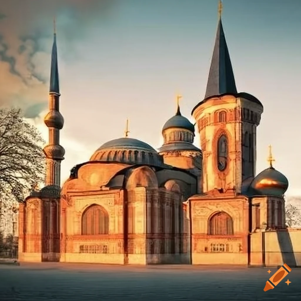 Fusion of Ottoman mosque and Russian church on Craiyon