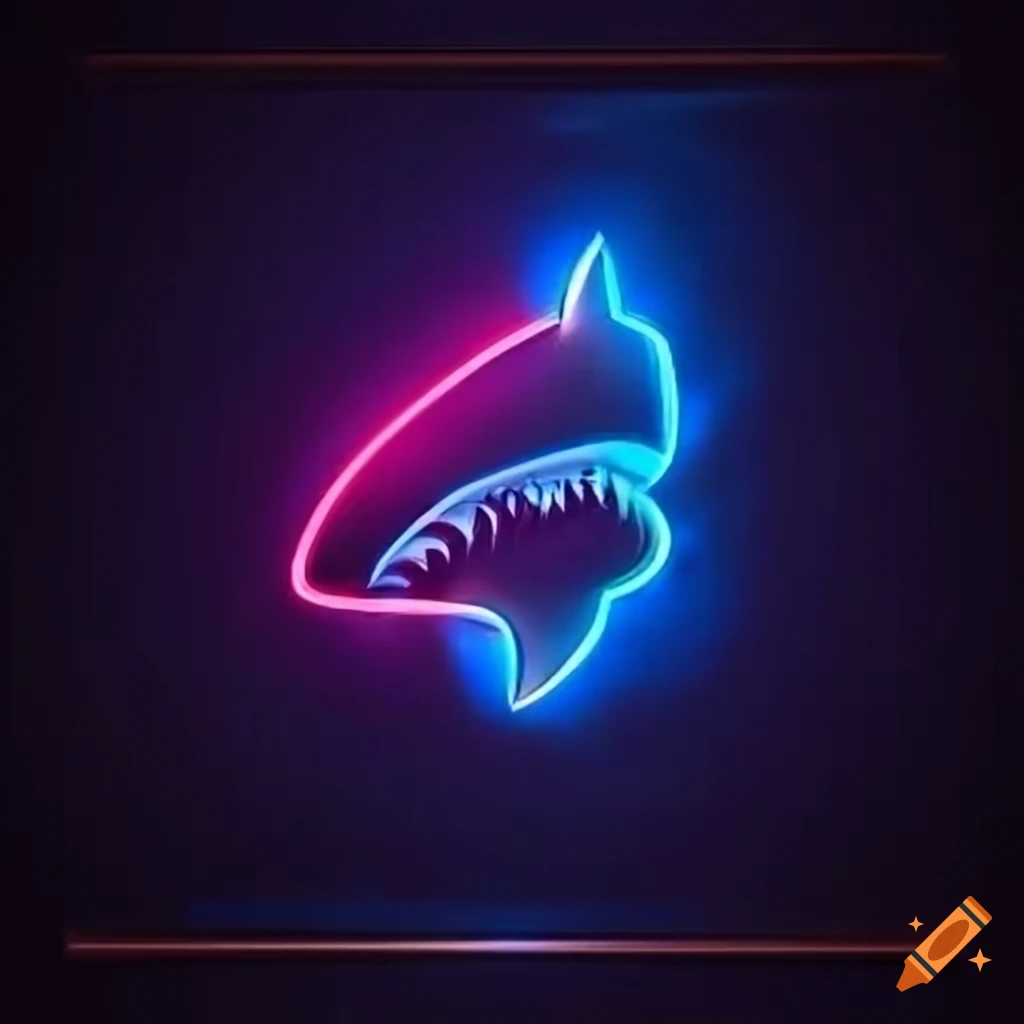 Neon shark gaming logo on Craiyon