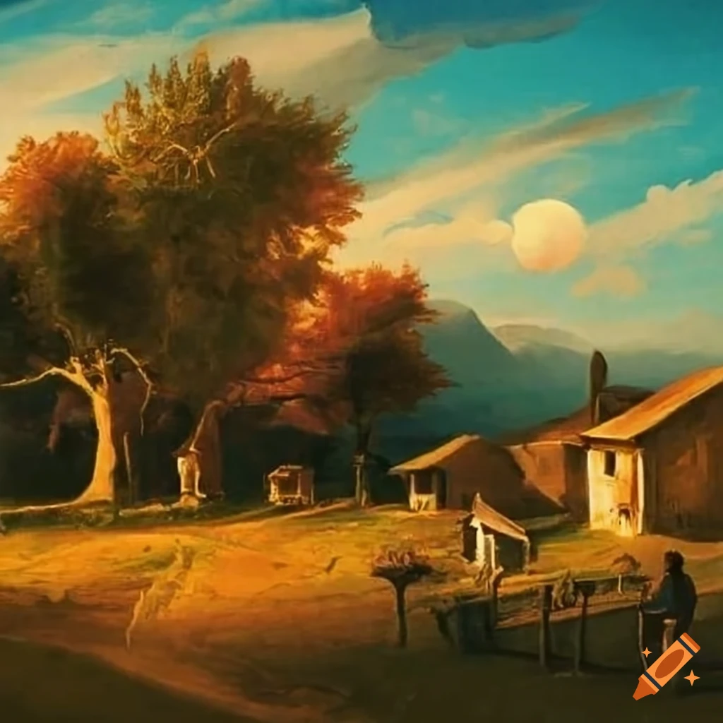 Depiction of life in New Spain countryside on Craiyon