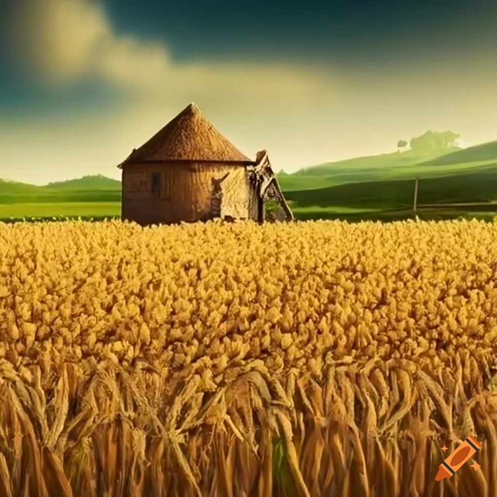 Millet style painting of a medieval farming field on Craiyon