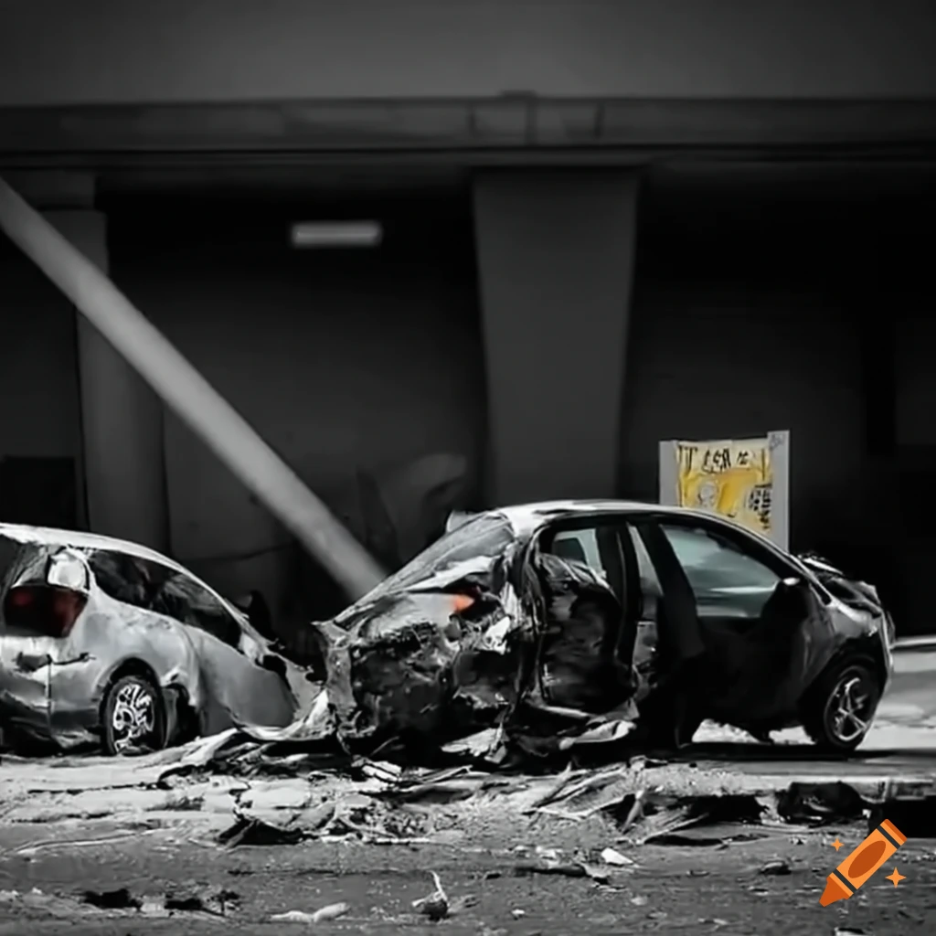 Image of a car collision on the highway on Craiyon