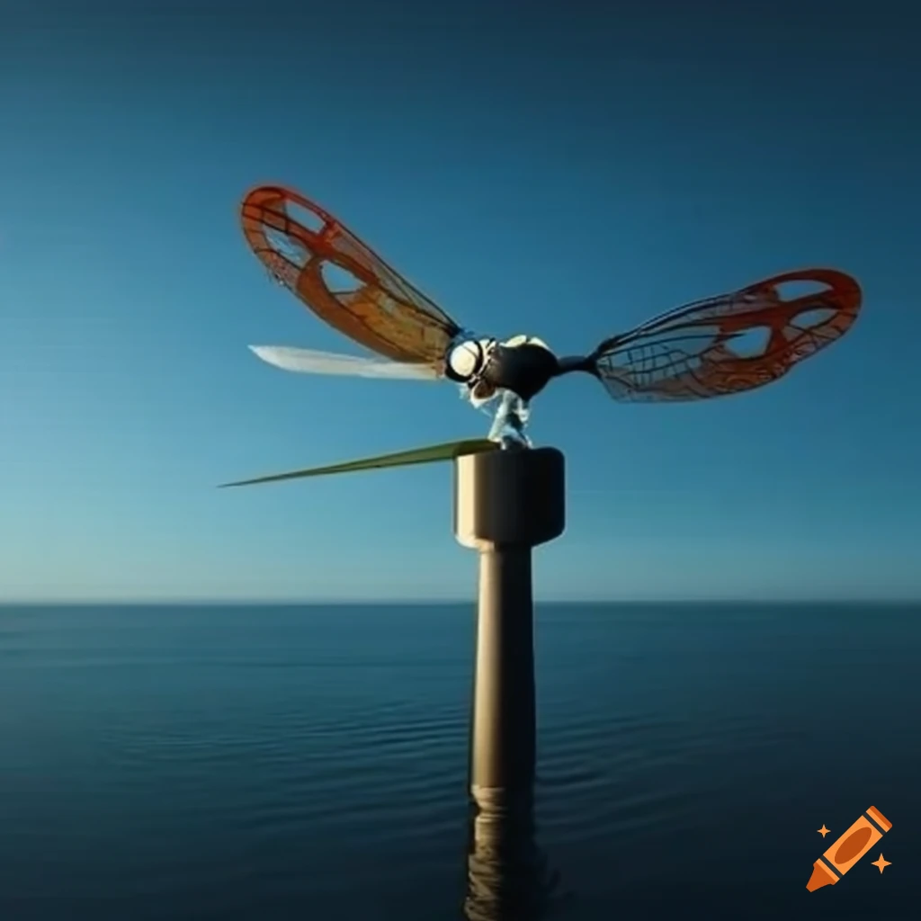 Robot dragonfly inspired wind turbine on Craiyon