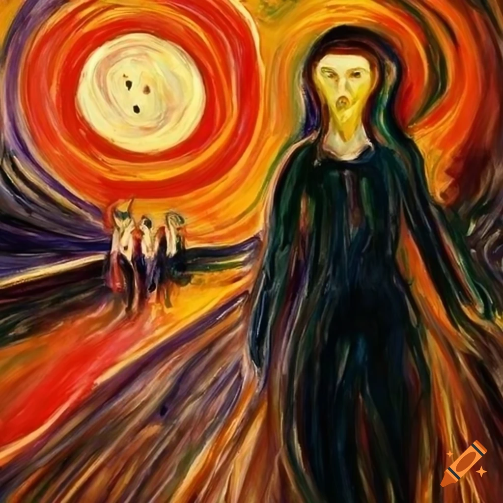 Colorful reinterpretation of the scream by claude monet on Craiyon