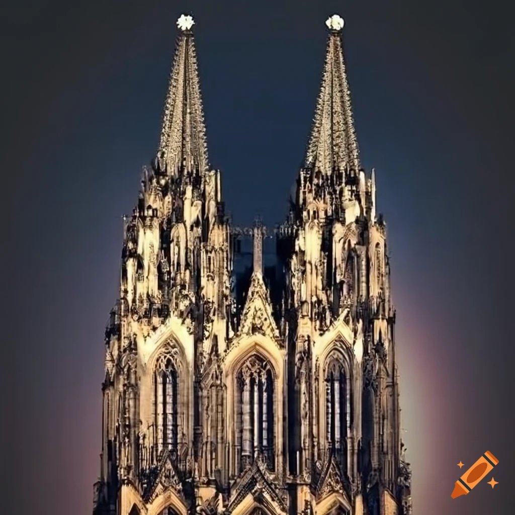 Illustration of cologne cathedral with a solid white background on Craiyon