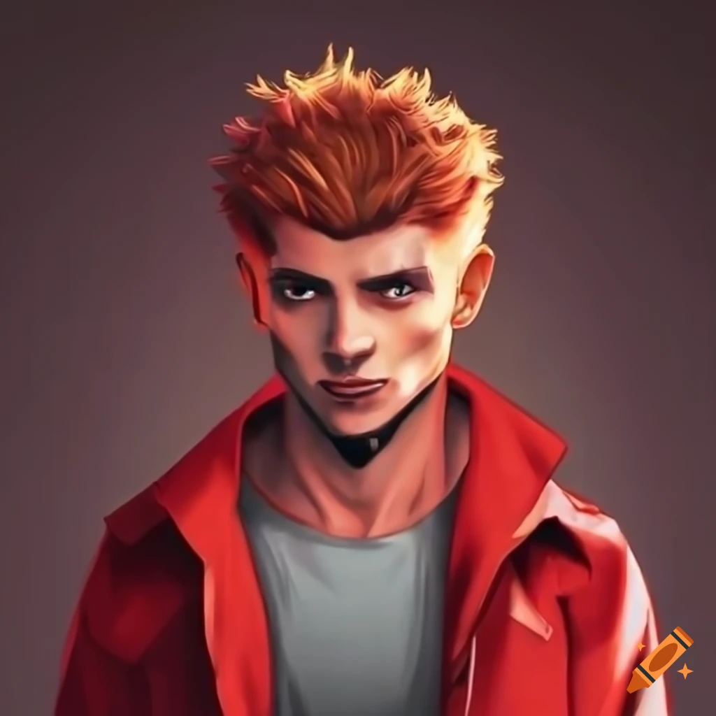 Gigachad learning in school with a red jacket