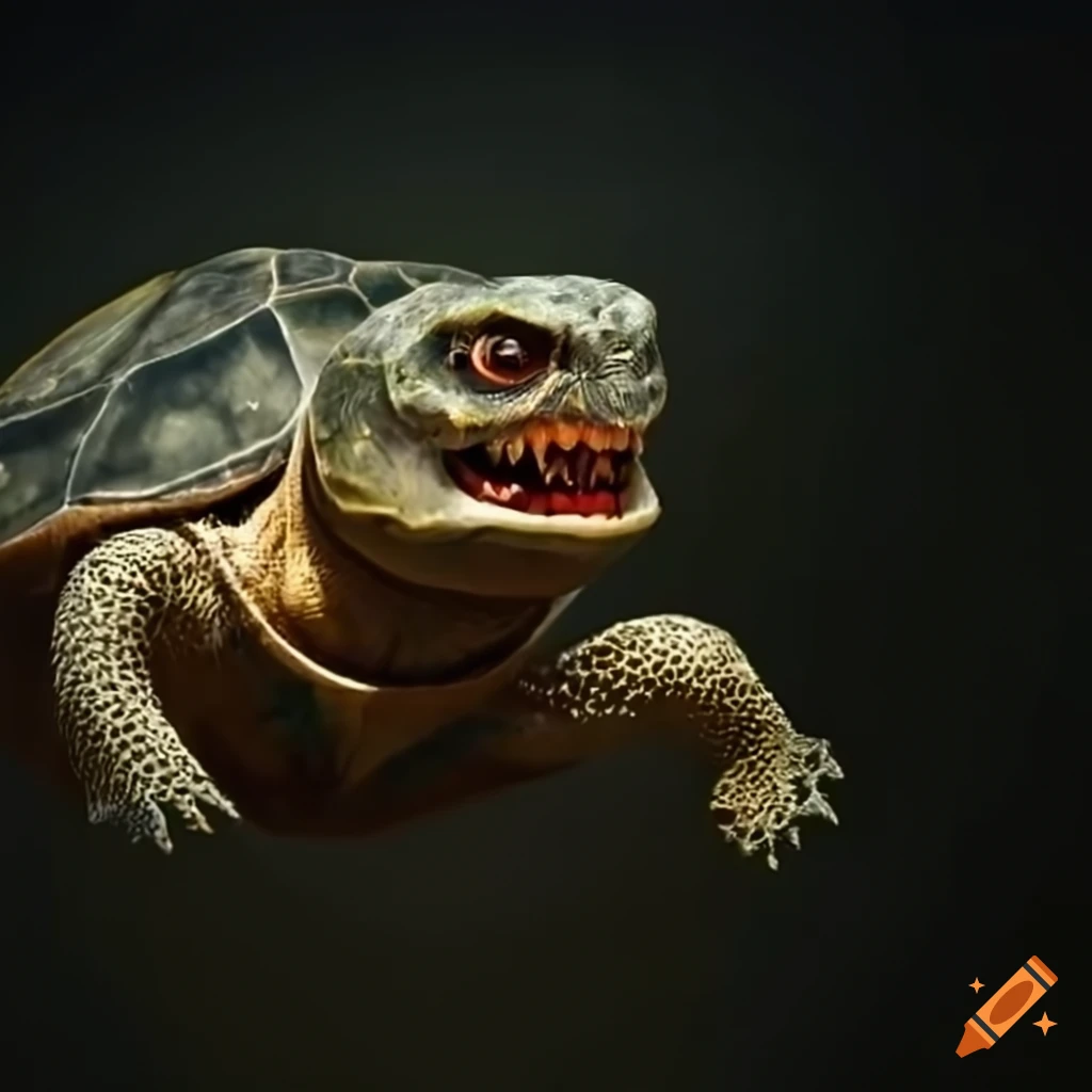 Scary turtle with a sinister grin on Craiyon