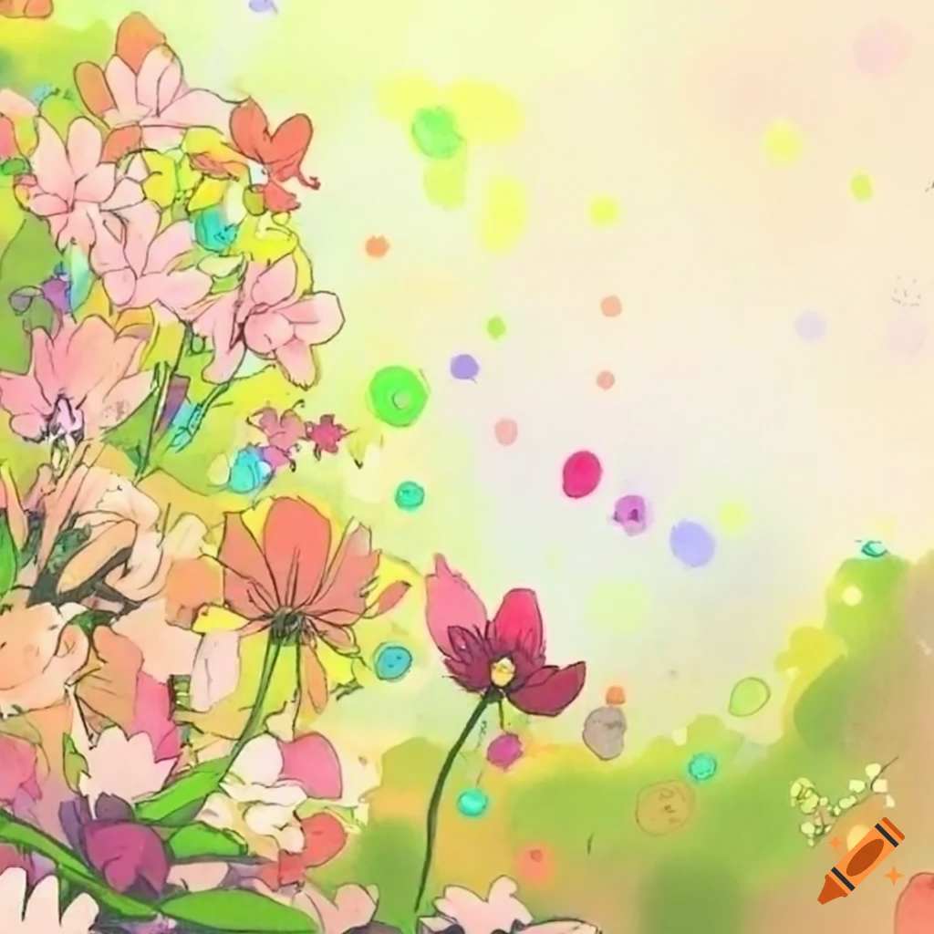 Artistic depiction of flowers with pen and ink accents on Craiyon