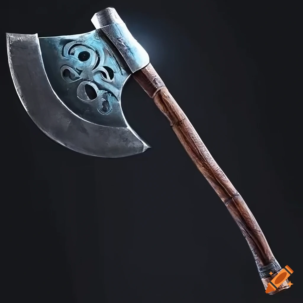 Image of a magical steel axe on Craiyon