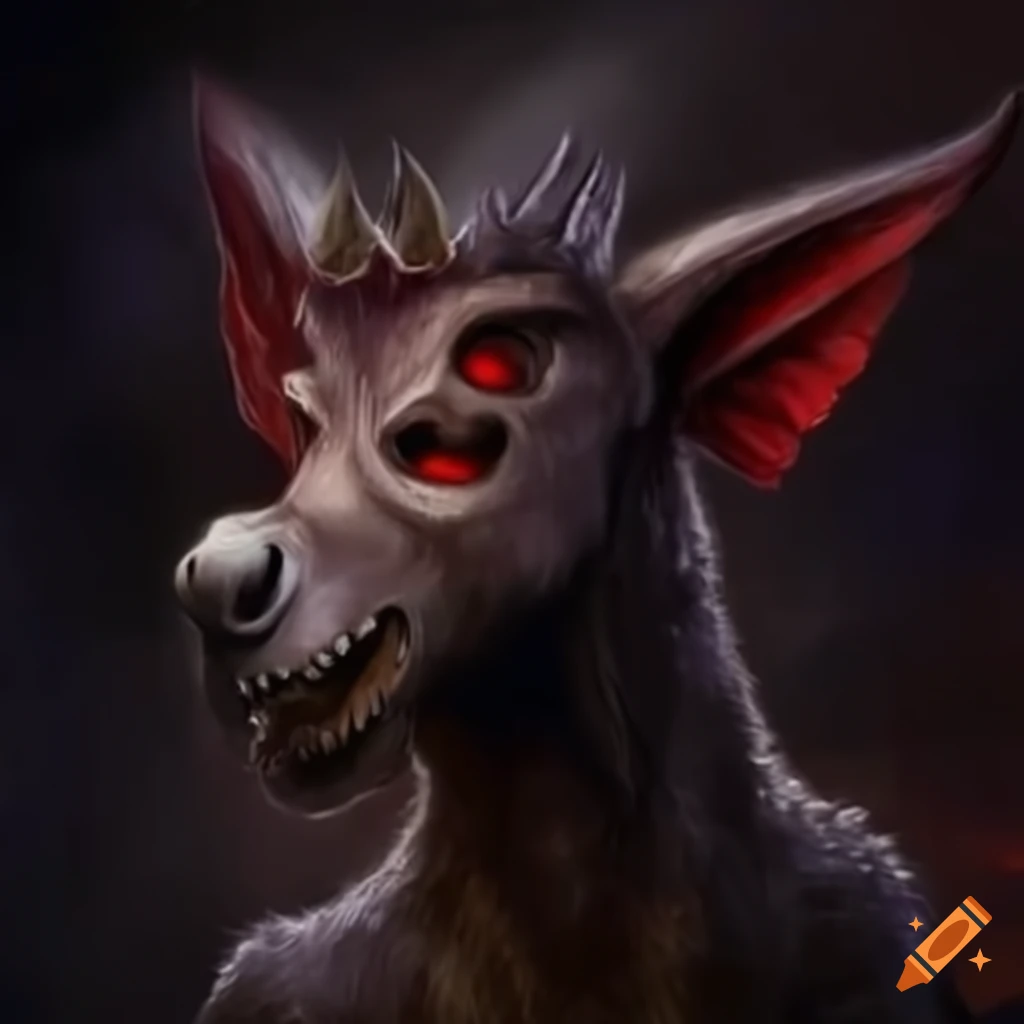 Artwork of a vampire donkey hybrid on Craiyon