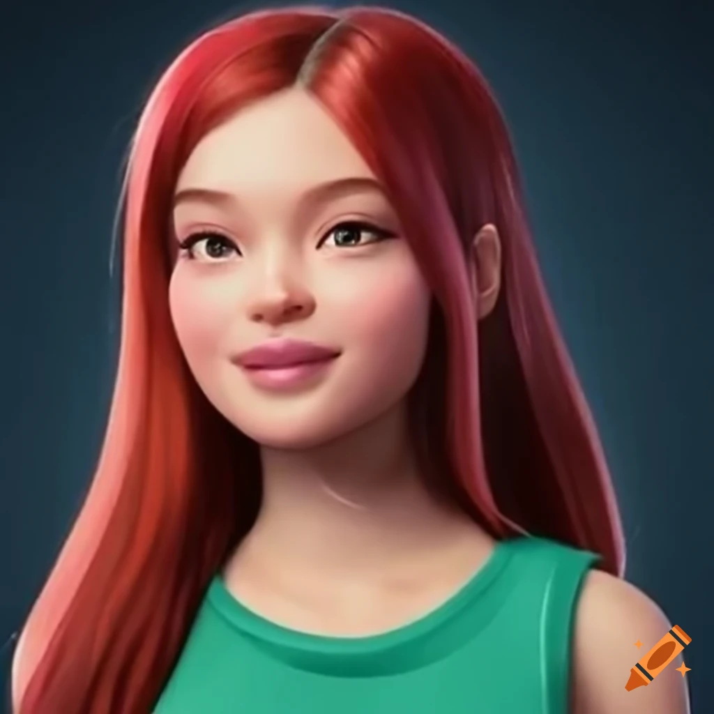 Realistic portrait of mabel pines transforming into kim possible