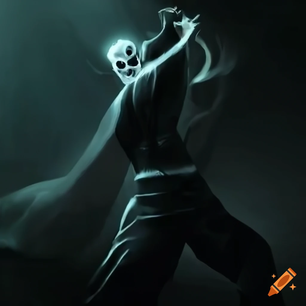 Image of a ghost performing shadowboxing kung fu