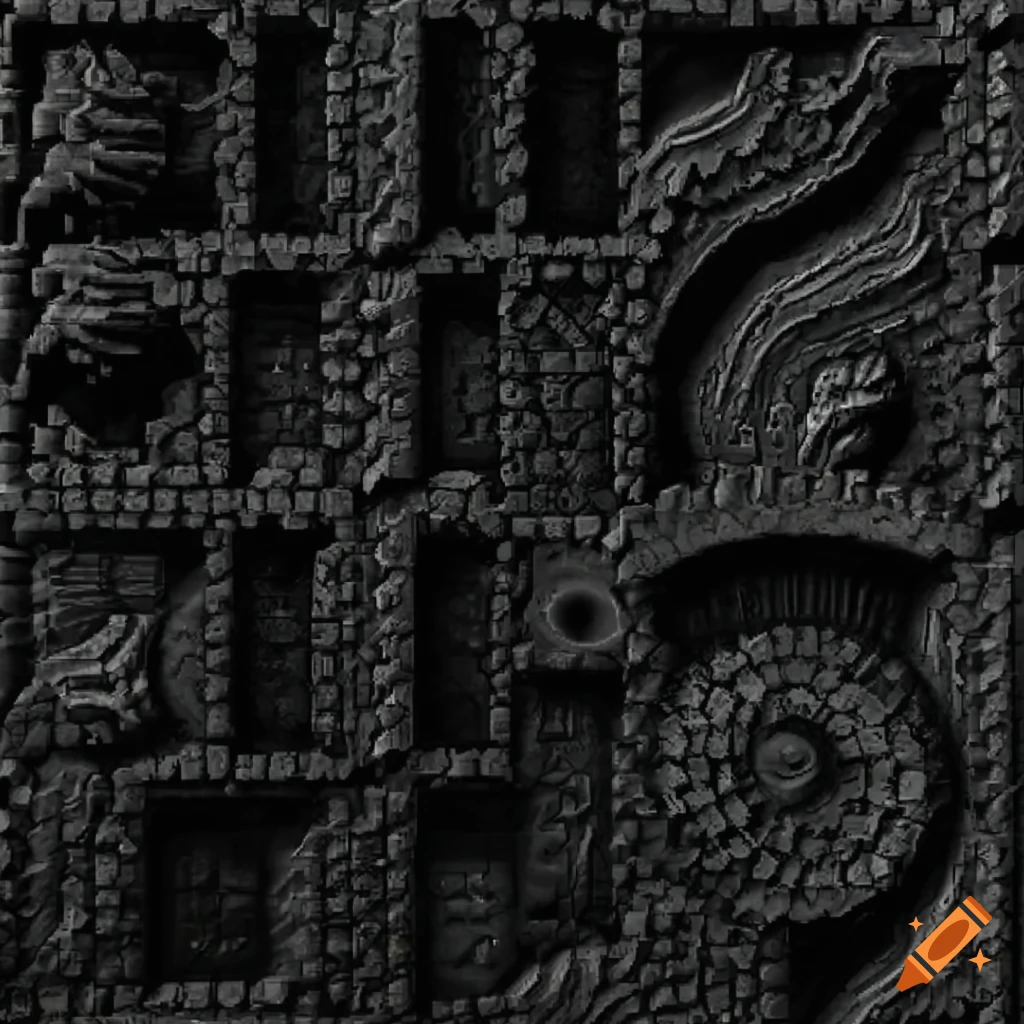 Tiles resembling ruins inspired by h r giger on Craiyon