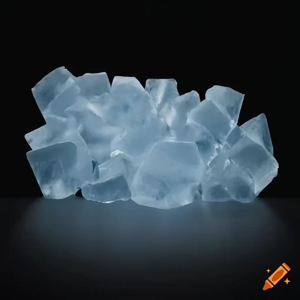 Ice block wall in a black background