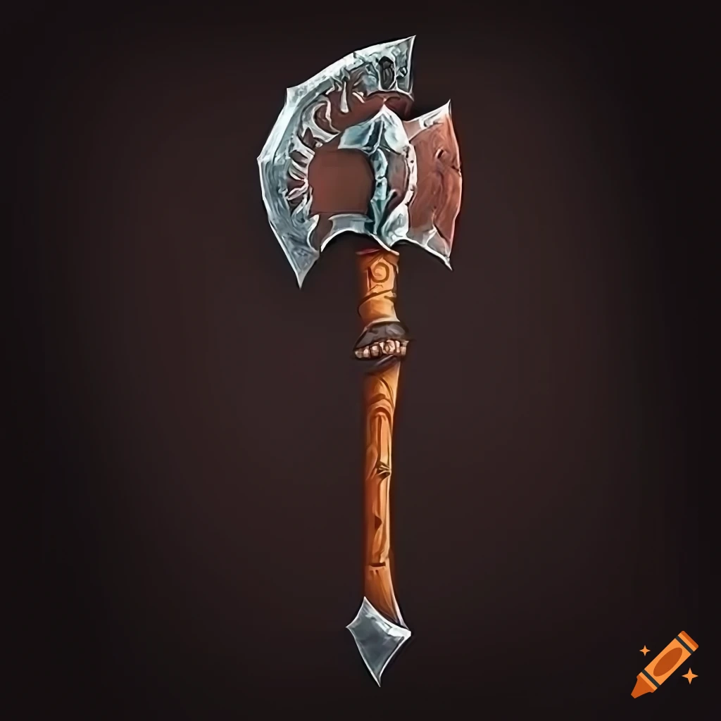 Artistic depiction of a magical battle axe on Craiyon