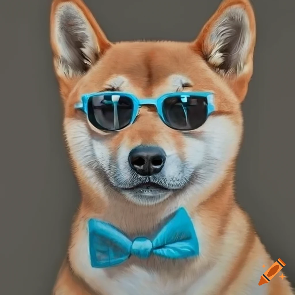 Hyper realistic portrait drawing of a shiba inu with sunglasses on Craiyon