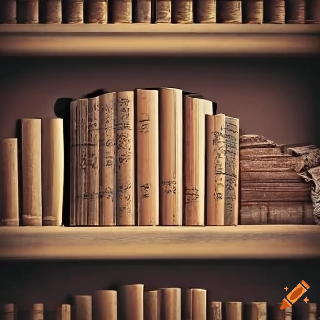 Photo of ancient book on a shelf on Craiyon