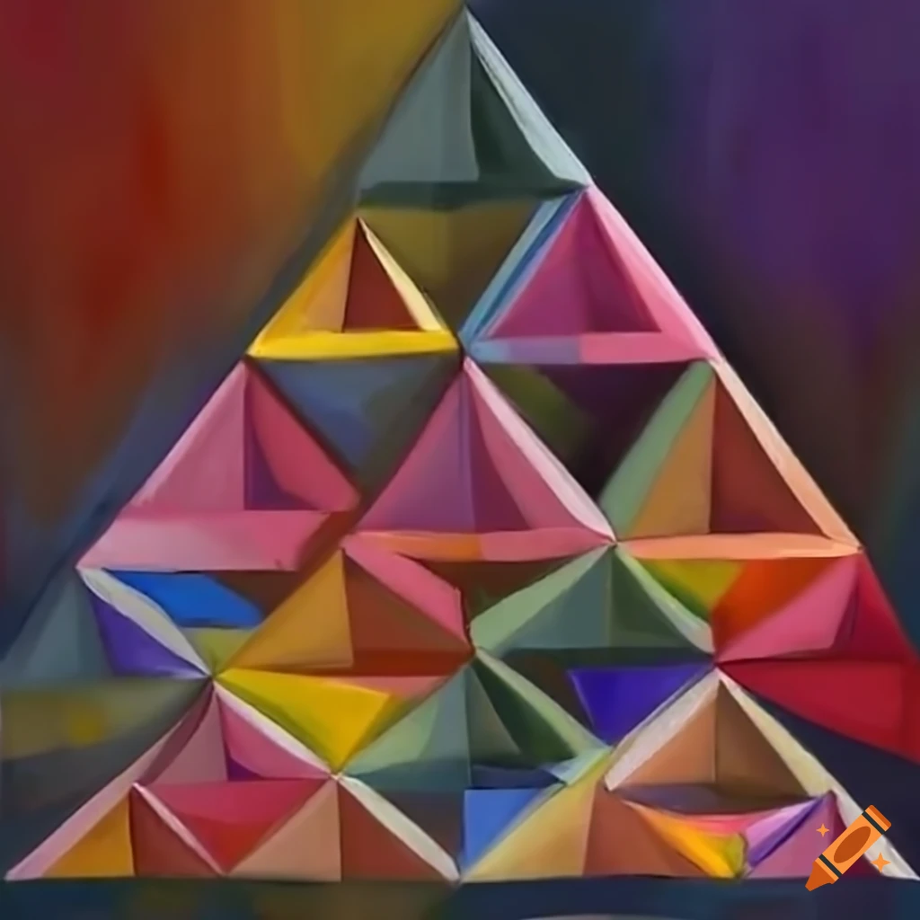 2d pyramid made of triangles on Craiyon