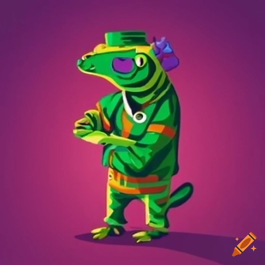 Gecko wearing rapper costume