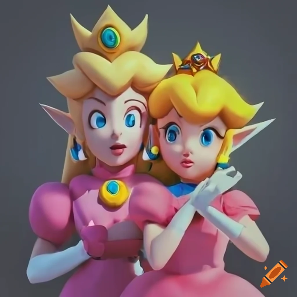 Link and princess peach in swapped outfits in detailed illustration on ...