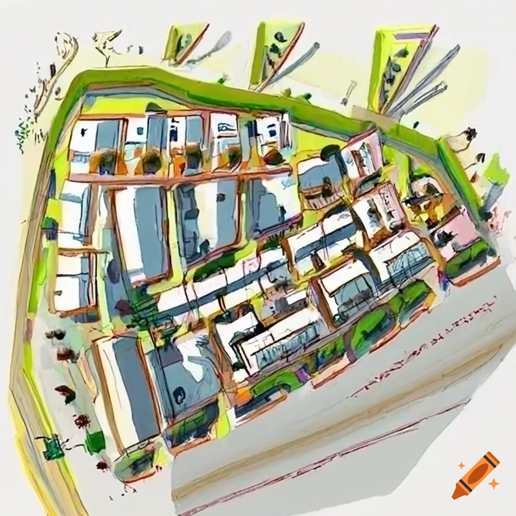 Schematic sketch of an urban suburb on Craiyon