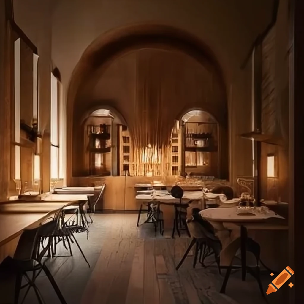 Elegant restaurant in a natural setting on Craiyon