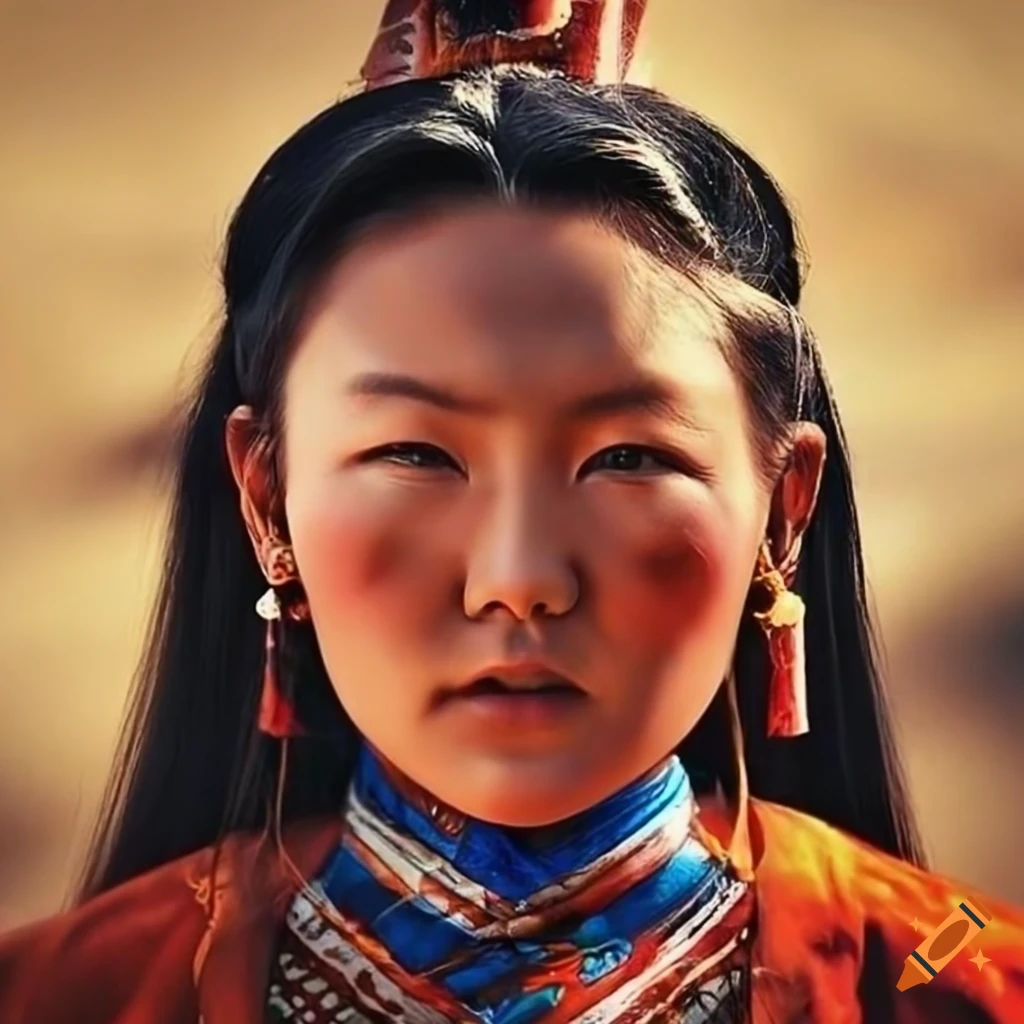Portrait of a beautiful mongolian woman on Craiyon