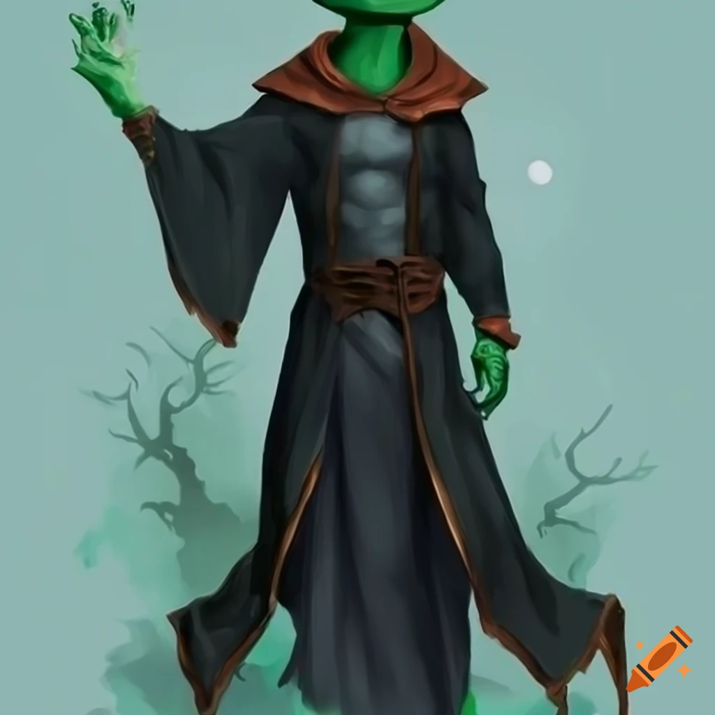 Artwork of a male sorcerer frog with a cloak