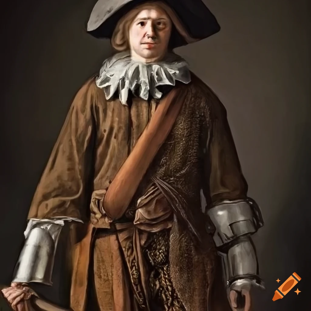 Portrait of a 17th century bounty hunter outlaw on Craiyon