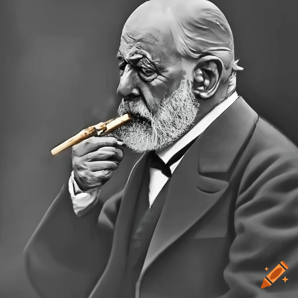 Portrait of Sigmund Freud smoking on Craiyon