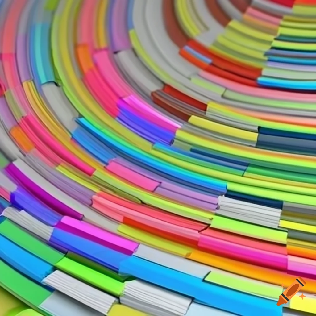 Abstract 3D space with colored dots and documents on Craiyon