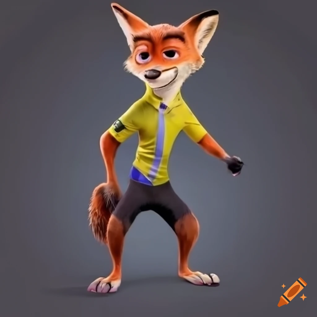 Male fox character from zootopia in cycling outfit
