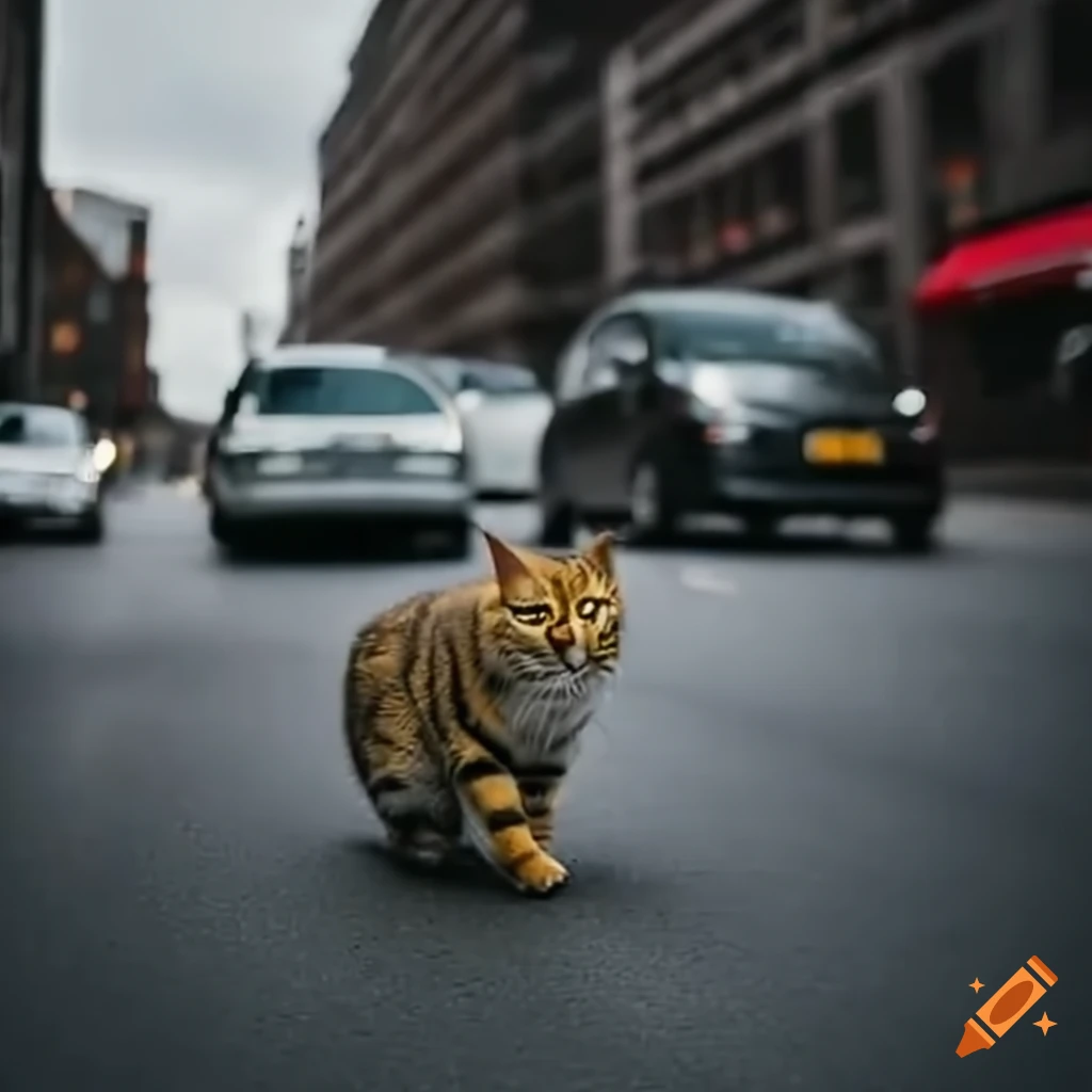 Funny image of a cat driving a car