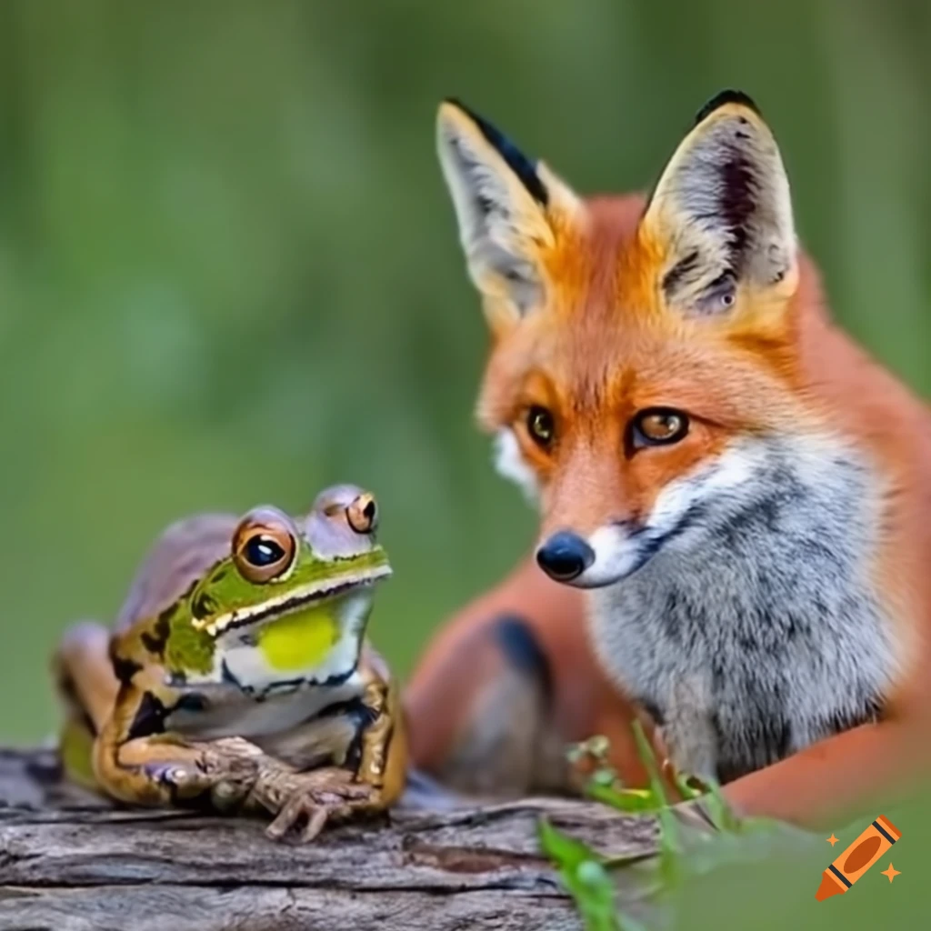 Image of a frog and a fox on Craiyon