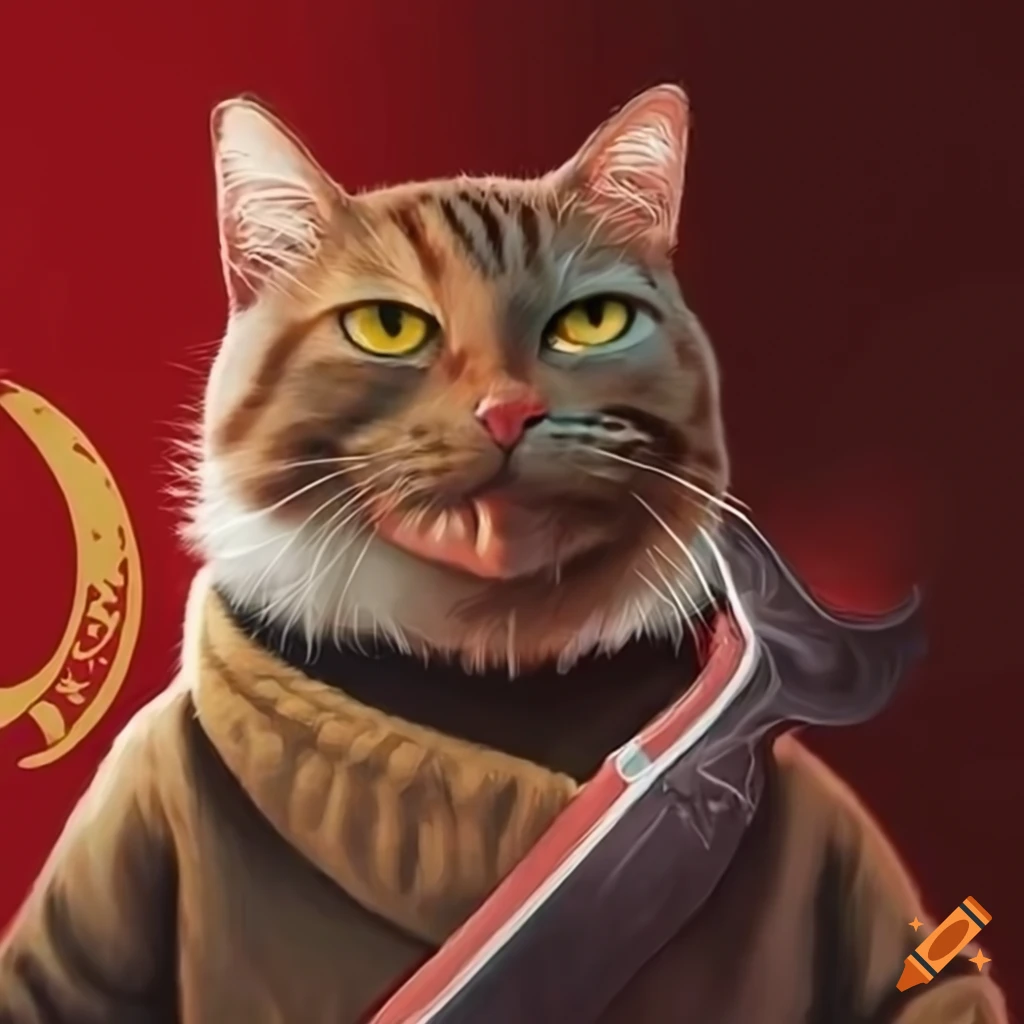 Satirical image of a communist cat on Craiyon