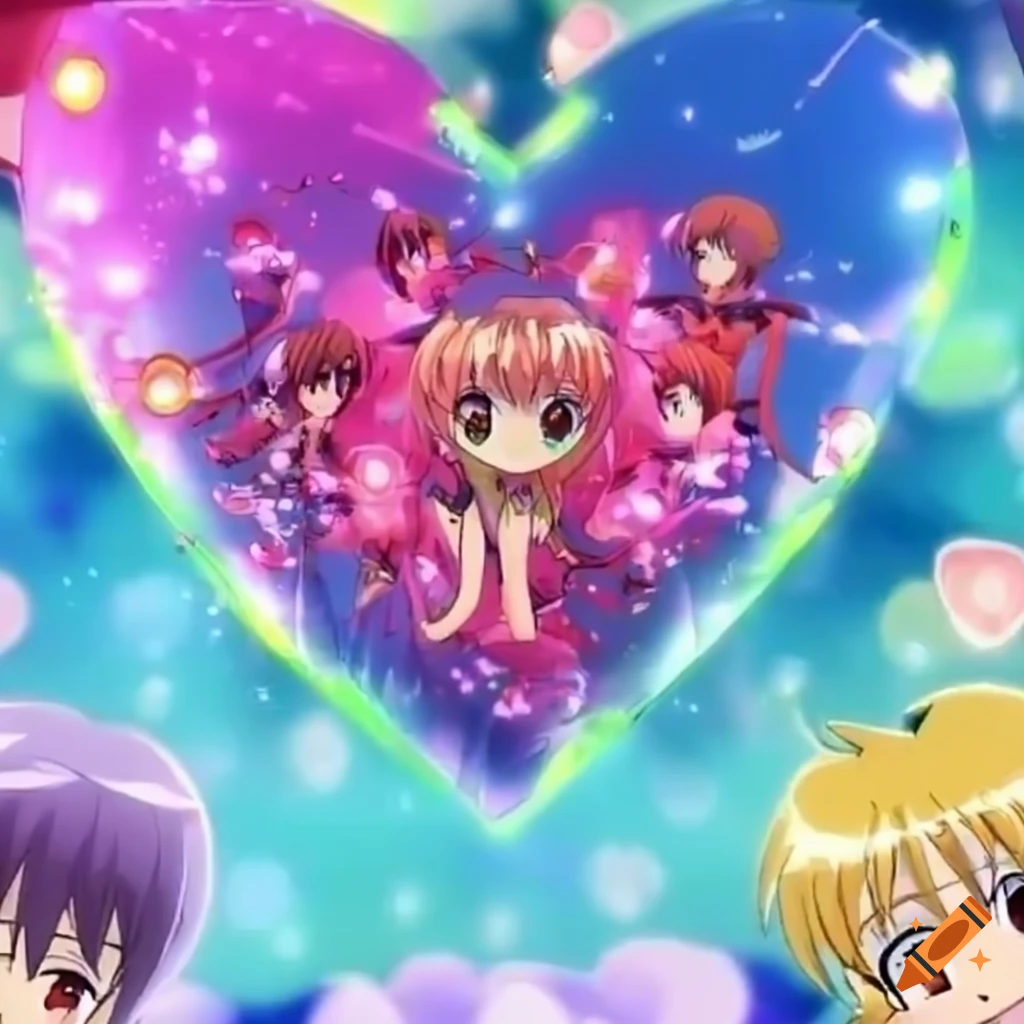 3d anime heart with japanese text