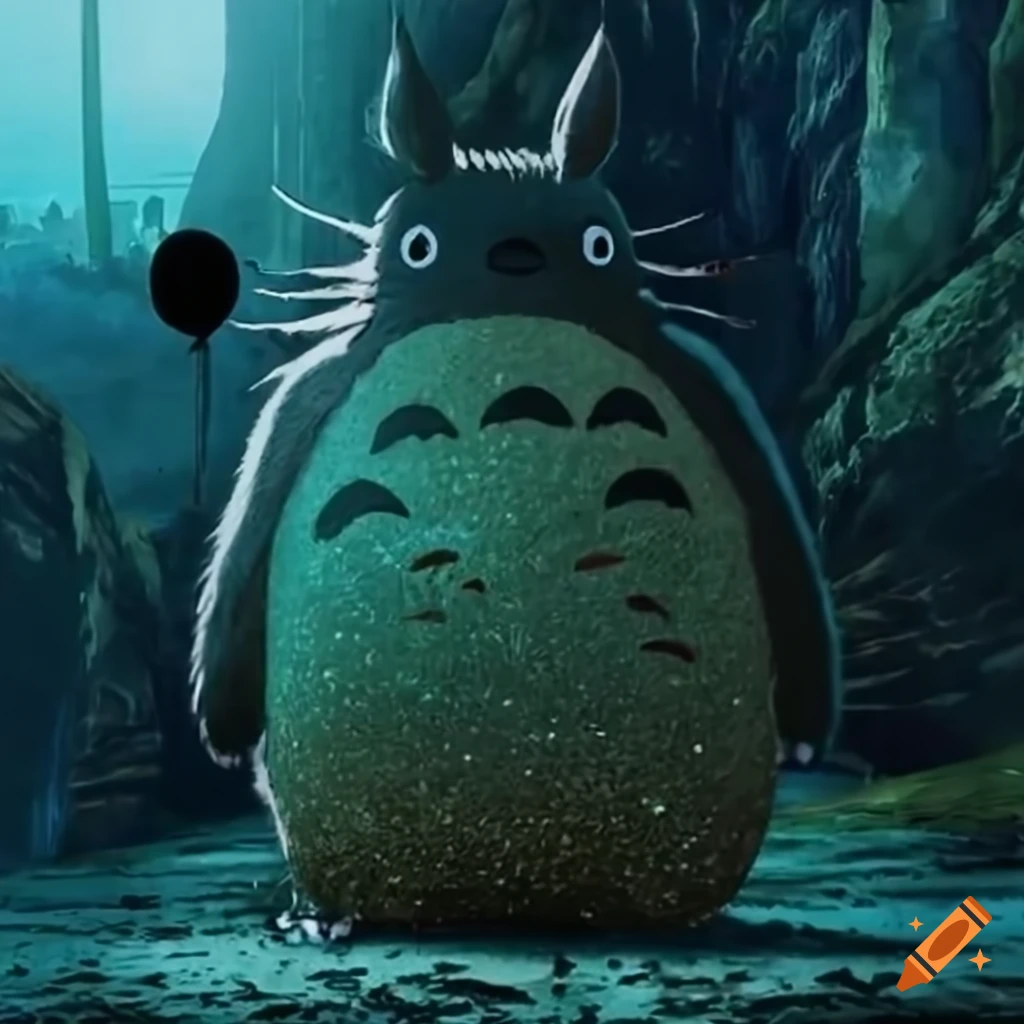 Totoro blade runner inspired video game artwork