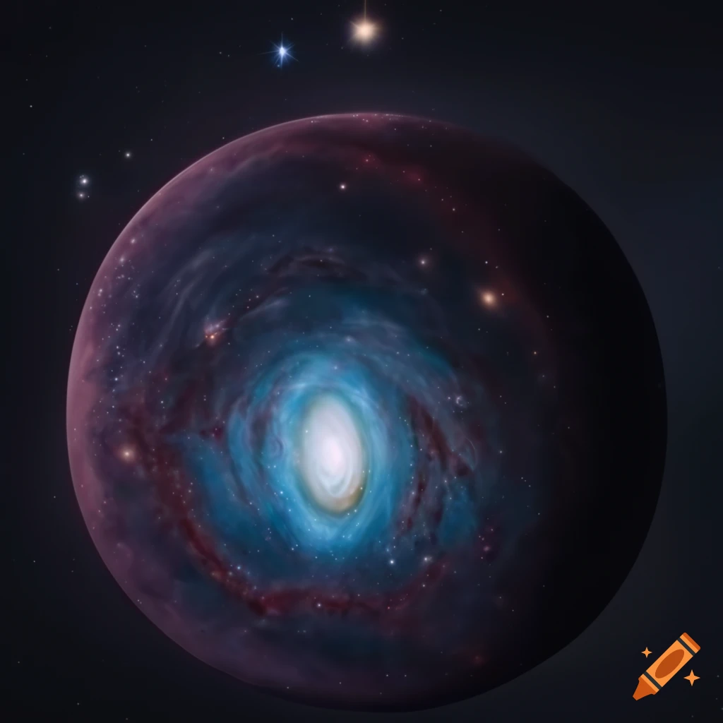 Galaxies on a sphere in dark space on Craiyon