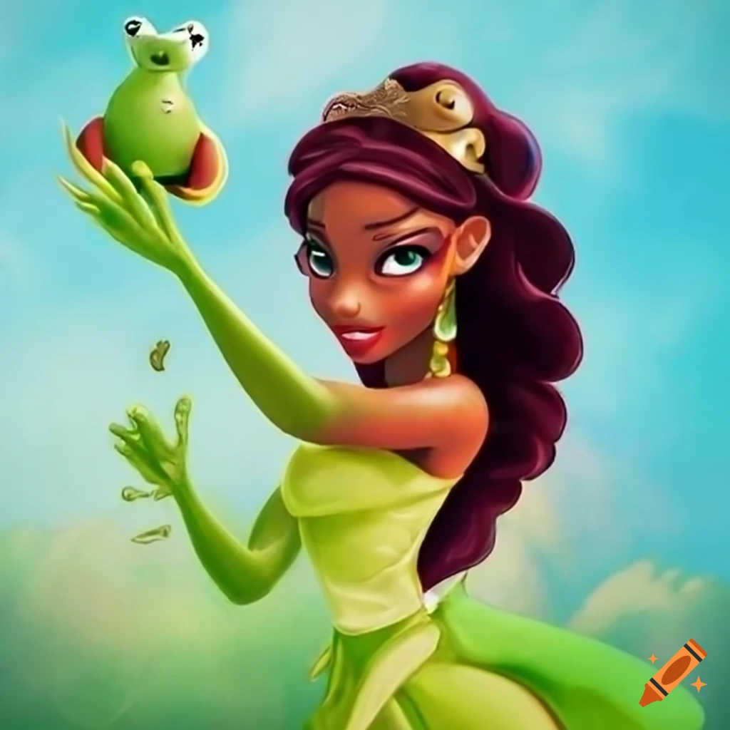 Illustration of a frog princess on Craiyon