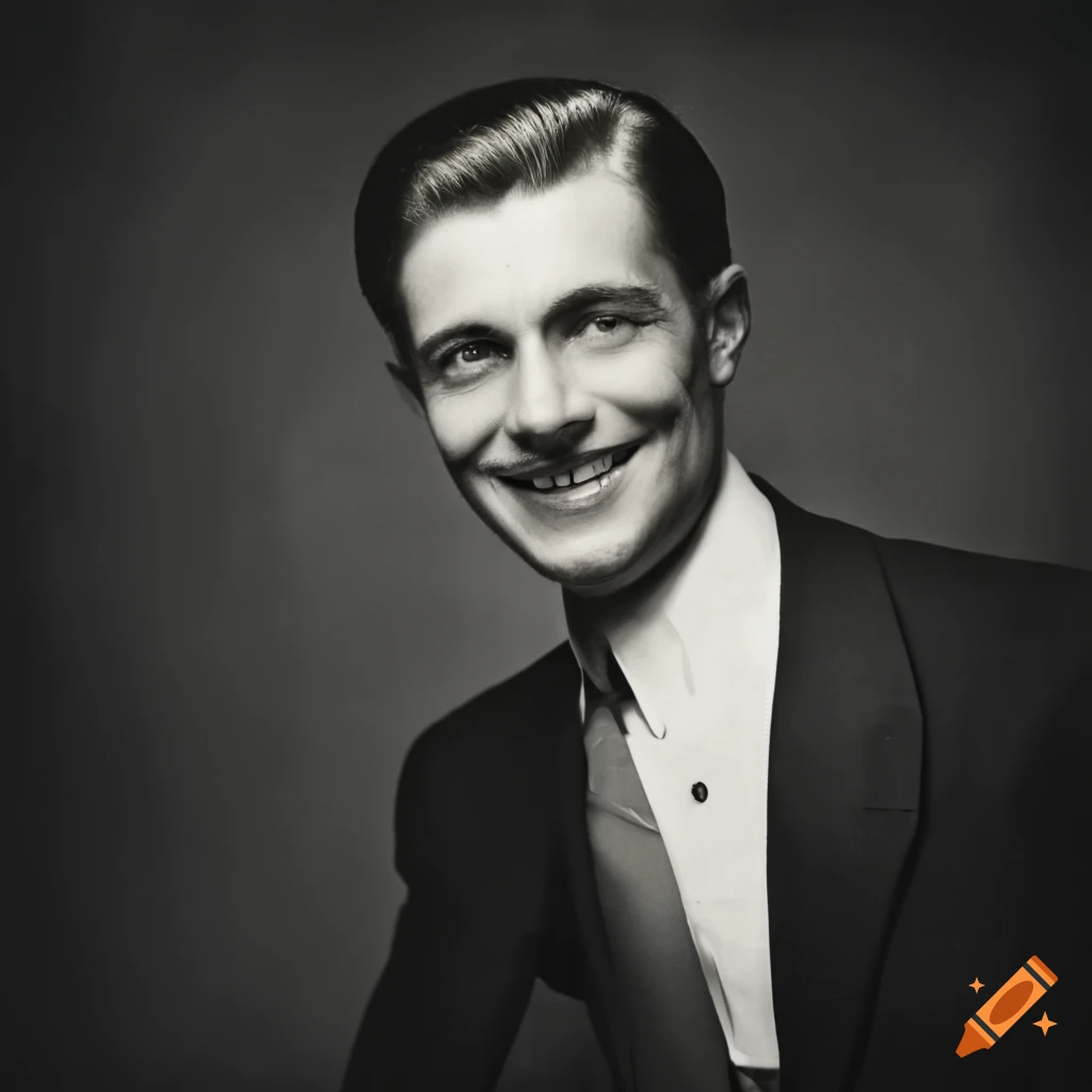 Vintage portrait of a smiling man in a suit on Craiyon