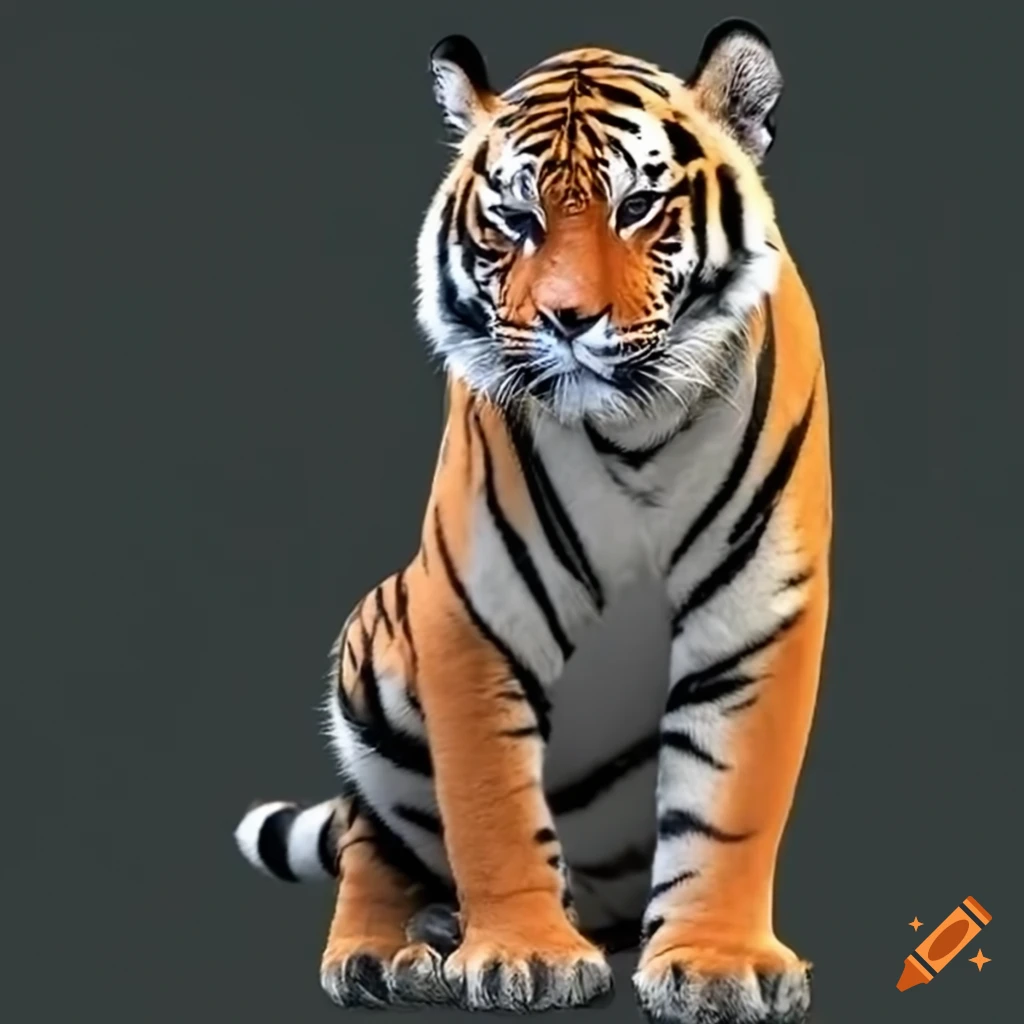 Full body shot of a tiger in the forest