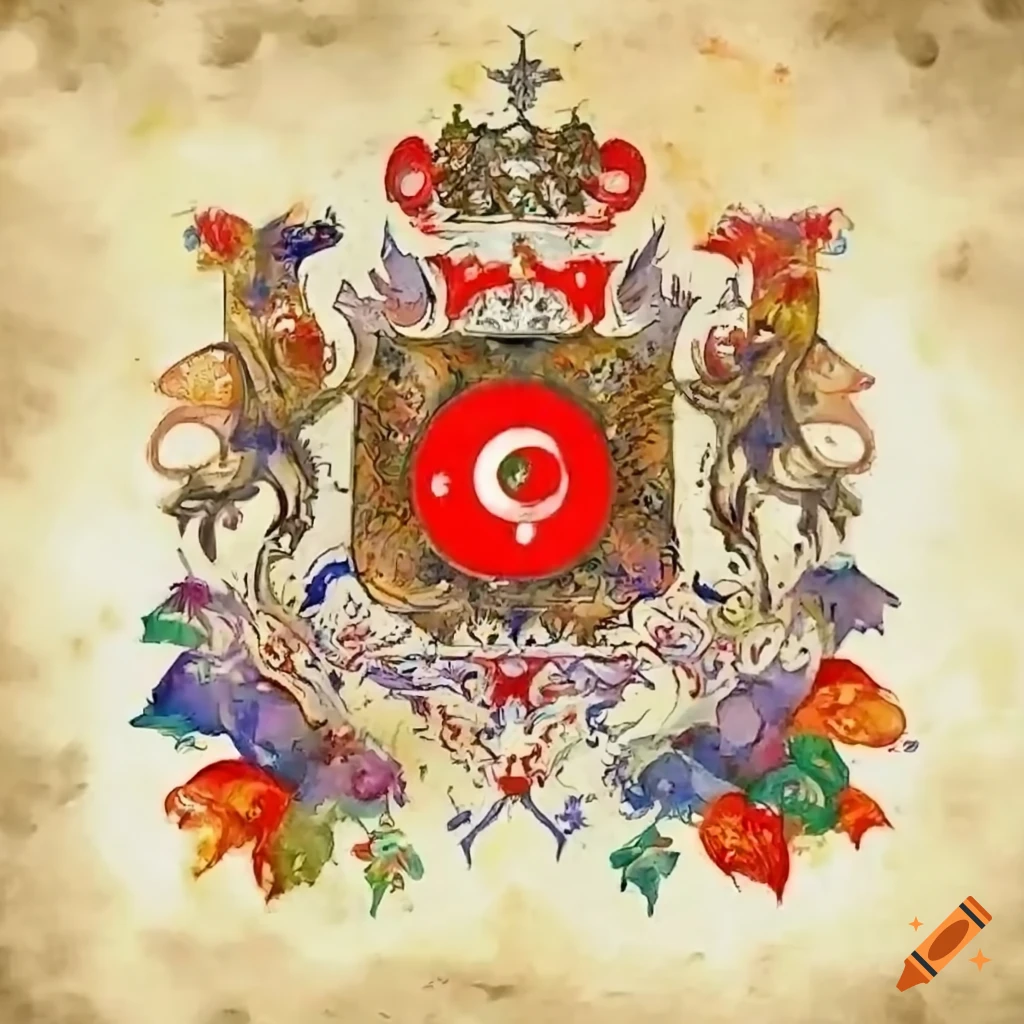 European-inspired family crest with Turkish moon and year 1923 on Craiyon